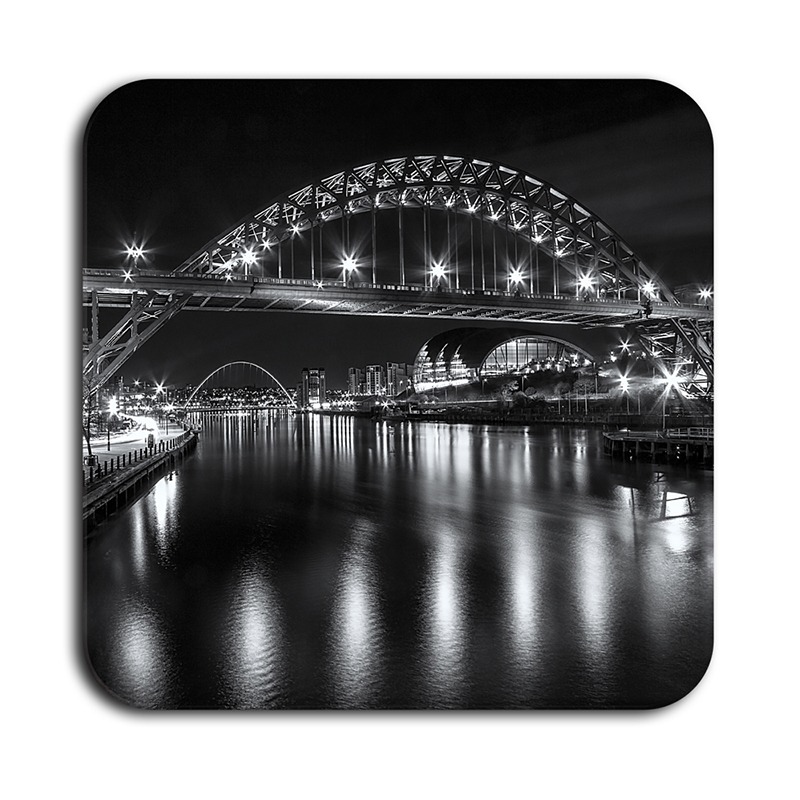 Newcastle Quayside Photo Coaster - Tyne Bridge Reflections (b/w ...