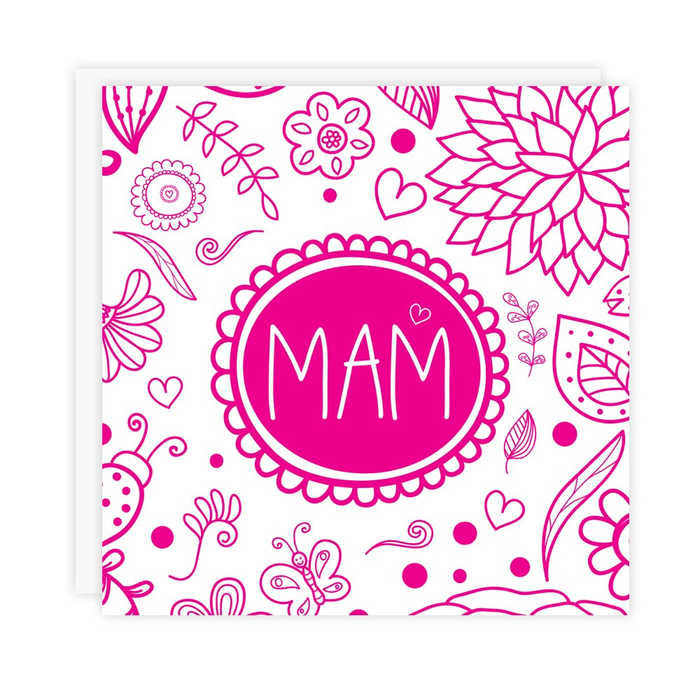 Mam Card - Pink on White - North East Gifts