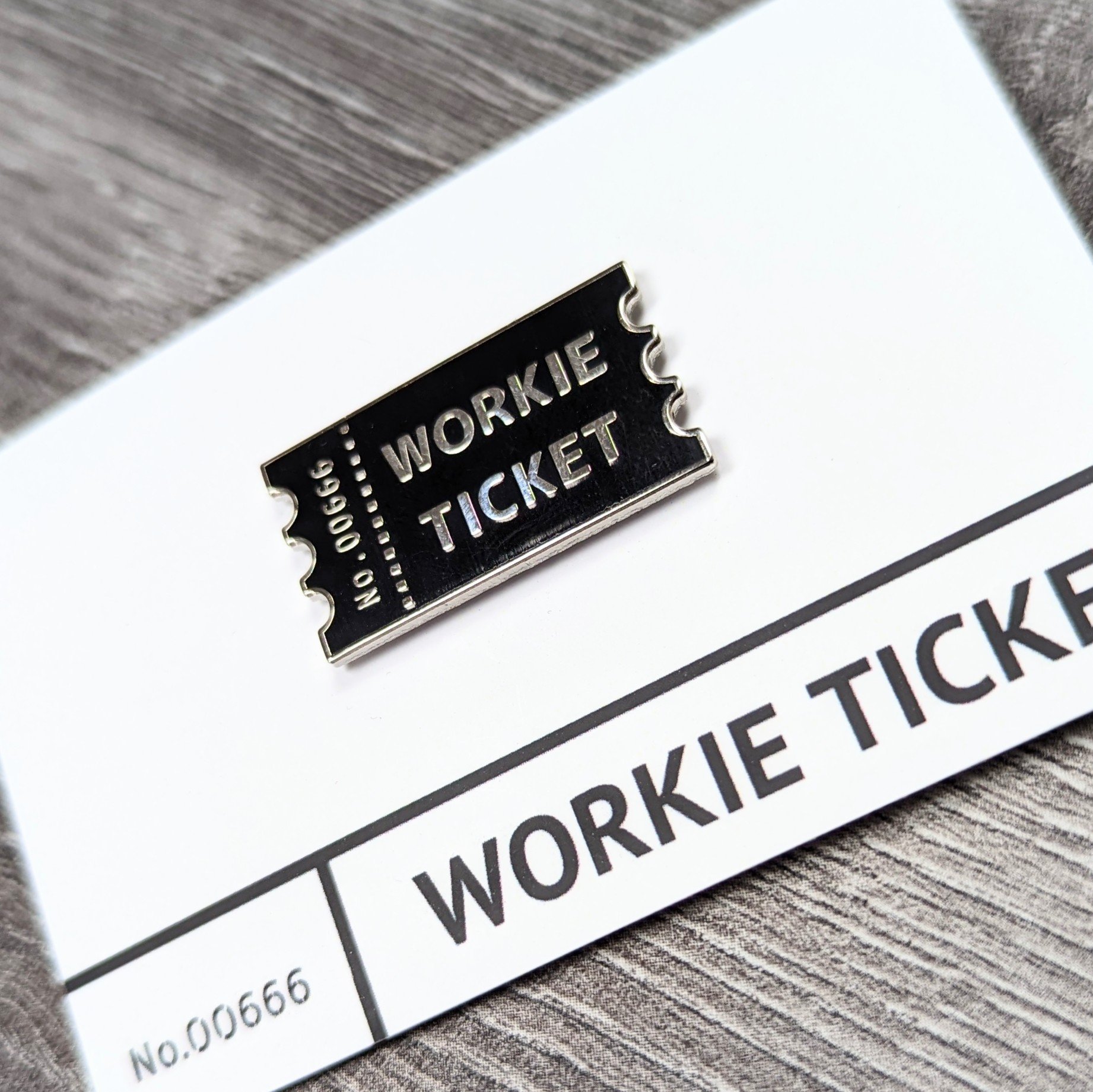 Workie Ticket Enamel Pin Badge (Black) - North East Gifts