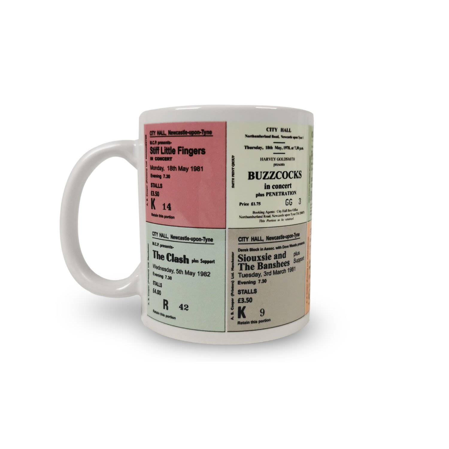 Newcastle City Hall Tickets Mug - Buzzcocks, Ramones, The Clash and ...