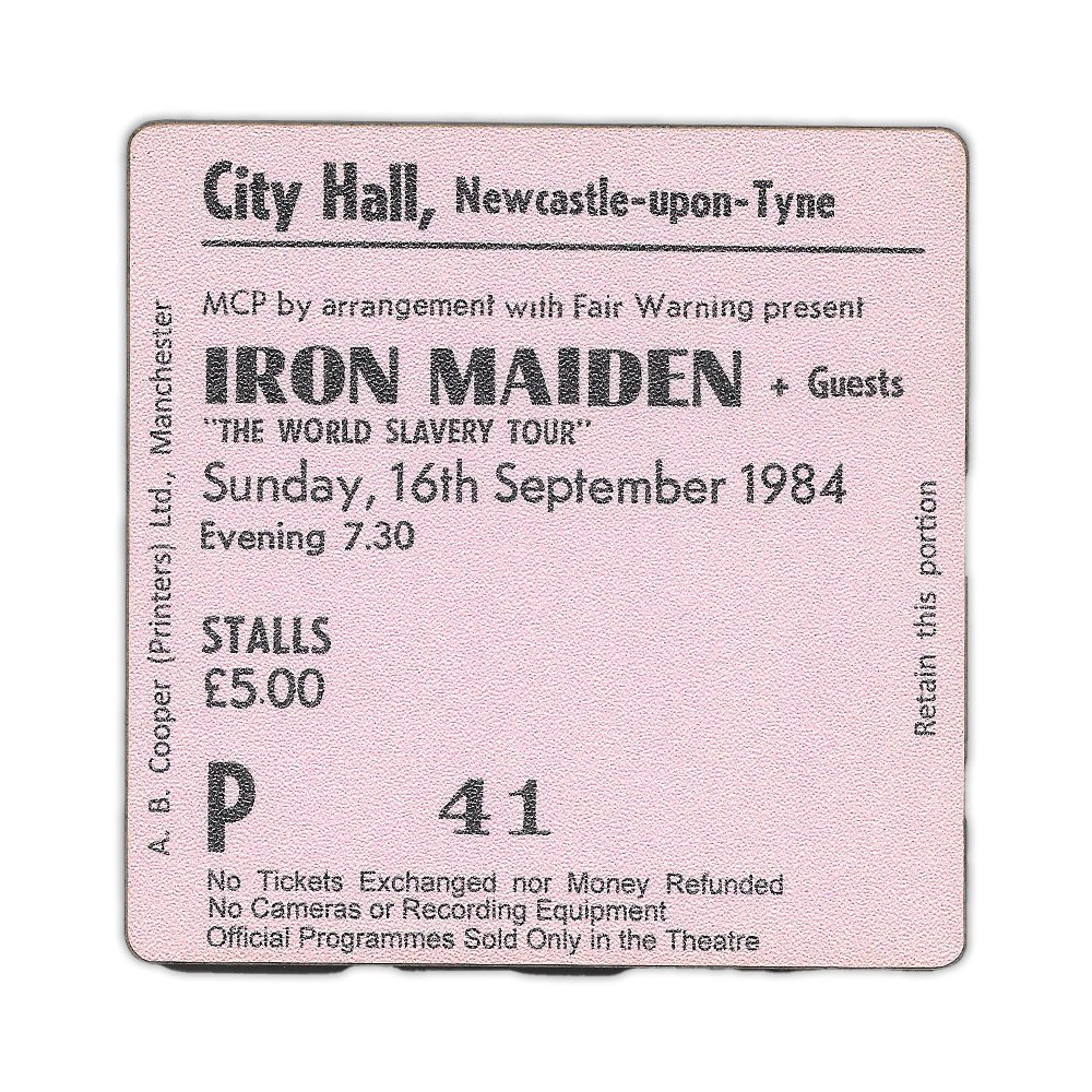 Newcastle City Hall Tickets Coaster - Iron Maiden - North East Gifts
